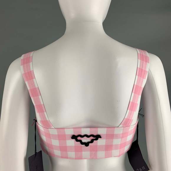 Prada | Tops | Prada Pink White Cotton Gingham Bralette Casual Top ...